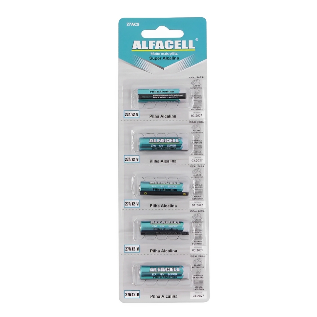 Pilha Alcalina 27A mini Alfacell com 5 unidades - Bocao Miudezas