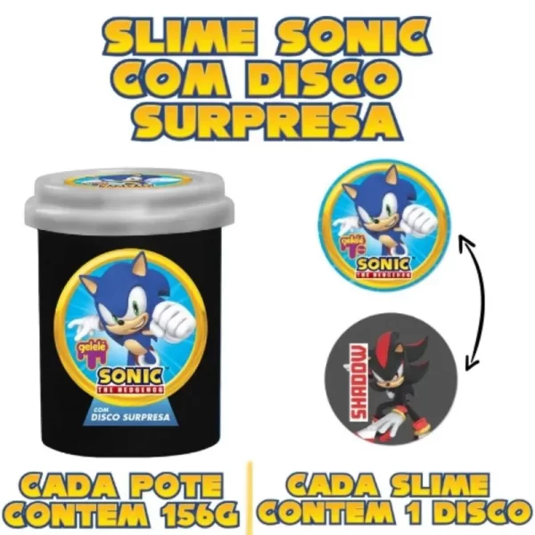 Slime Gelele com disco Sonic 152g - Bocao Miudezas