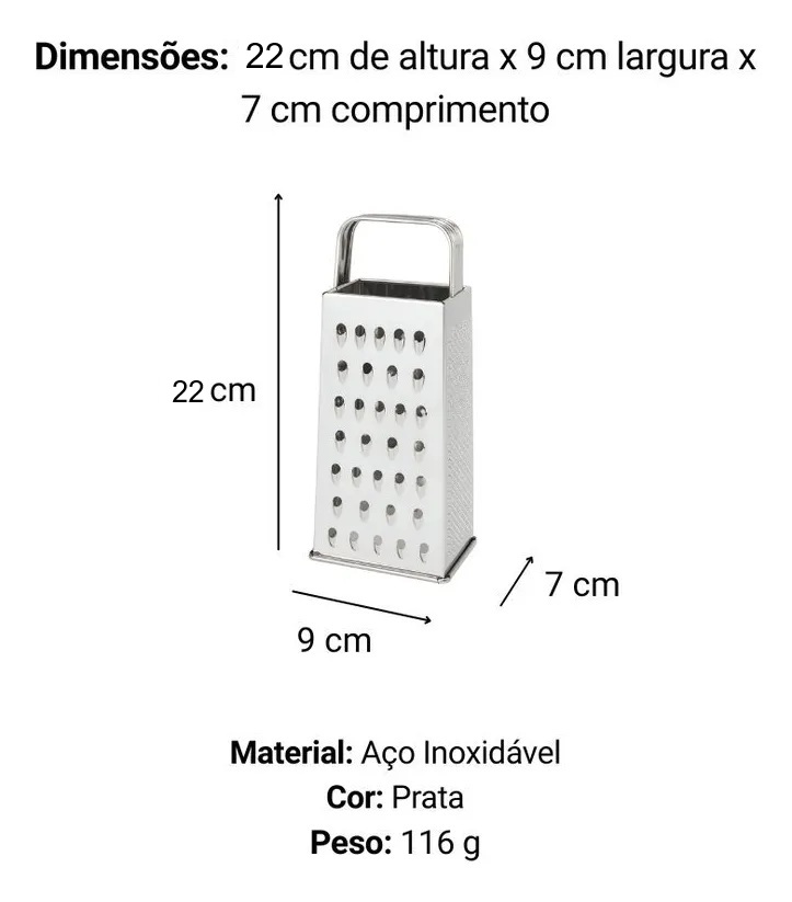 Ralador 4 faces inox 8" 22cm Tuut - Bocao Miudezas
